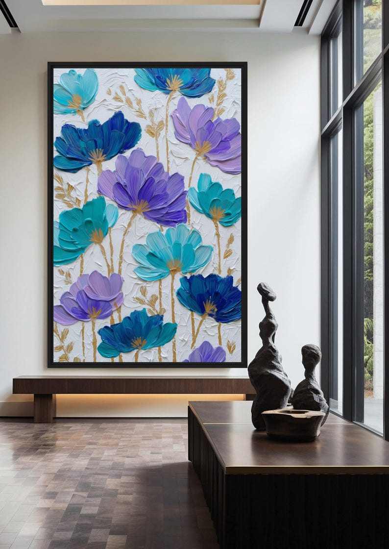 Abstract Floral Framed Canvas – Modern Vibrant Flower Wall Art - Etsy