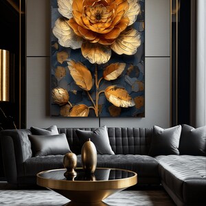 Gold Flower Art Print: Botanical Wall Decor - Etsy
