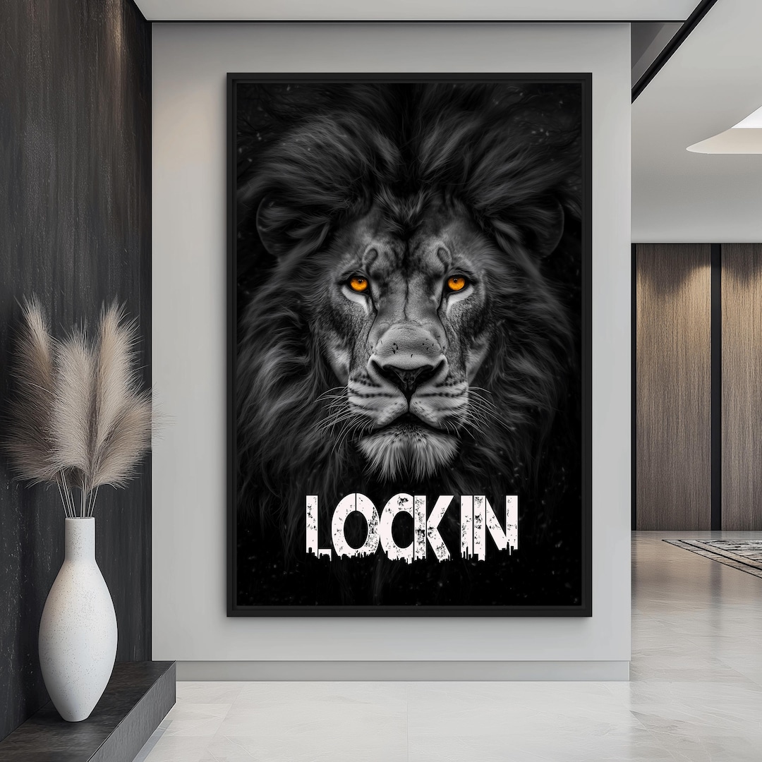 Lion Framed Canvas: Motivational Wall Art, Trendy Home Decor - Etsy
