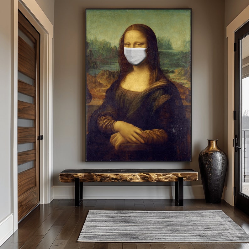 Mona Lisa in A Mask Digital Print, Mona Lisa, Mona Lisa Printable, Mona ...