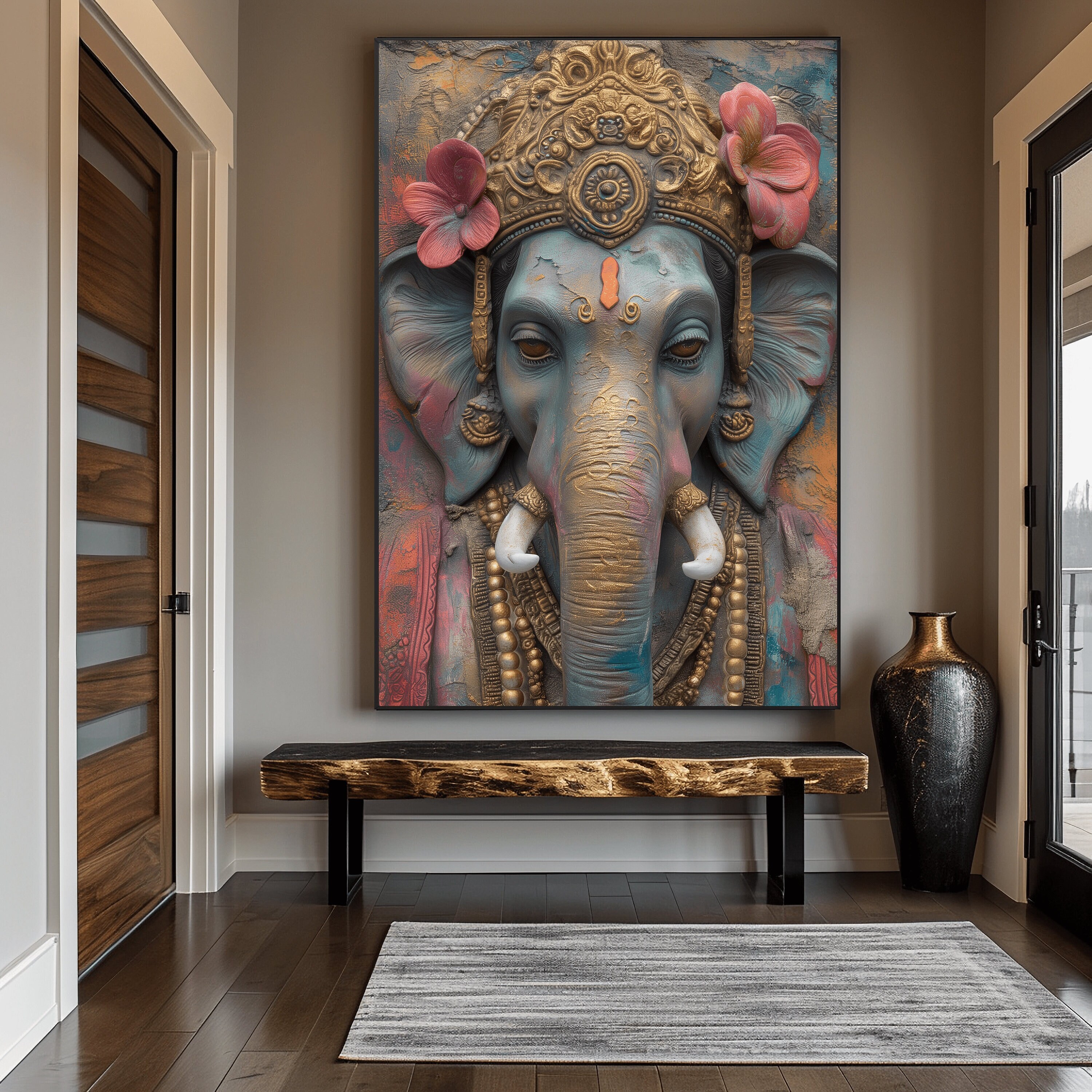 Ganesha Digital Print, Ganesha, Ganesha Wall Art, Ganesha Painting ...