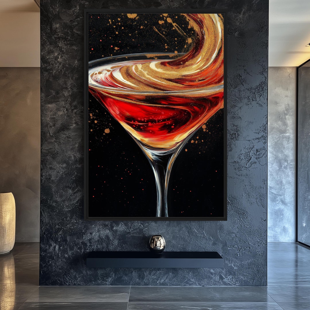 Cocktail Abstract Art Framed Canvas, Cocktail Print, Cocktail Poster ...