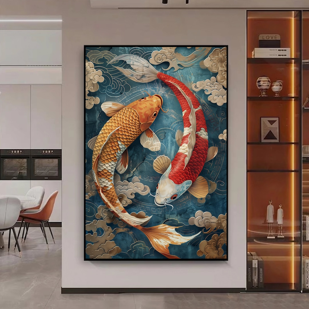 Koi Fish Digital Print, Koi Fish, Japanese Art, Koi Fish Print ...