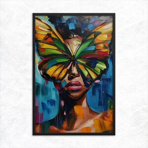 Woman With Butterfly Framed Poster, Abstract Wall Art, Butterfly Wall ...