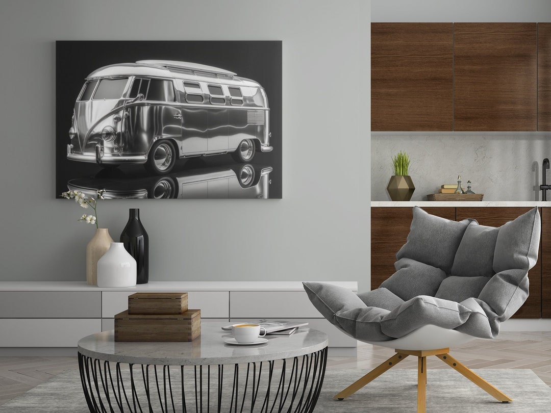 Retro Van Framed Poster, Retro Van Print, Retro Van, Black and White ...