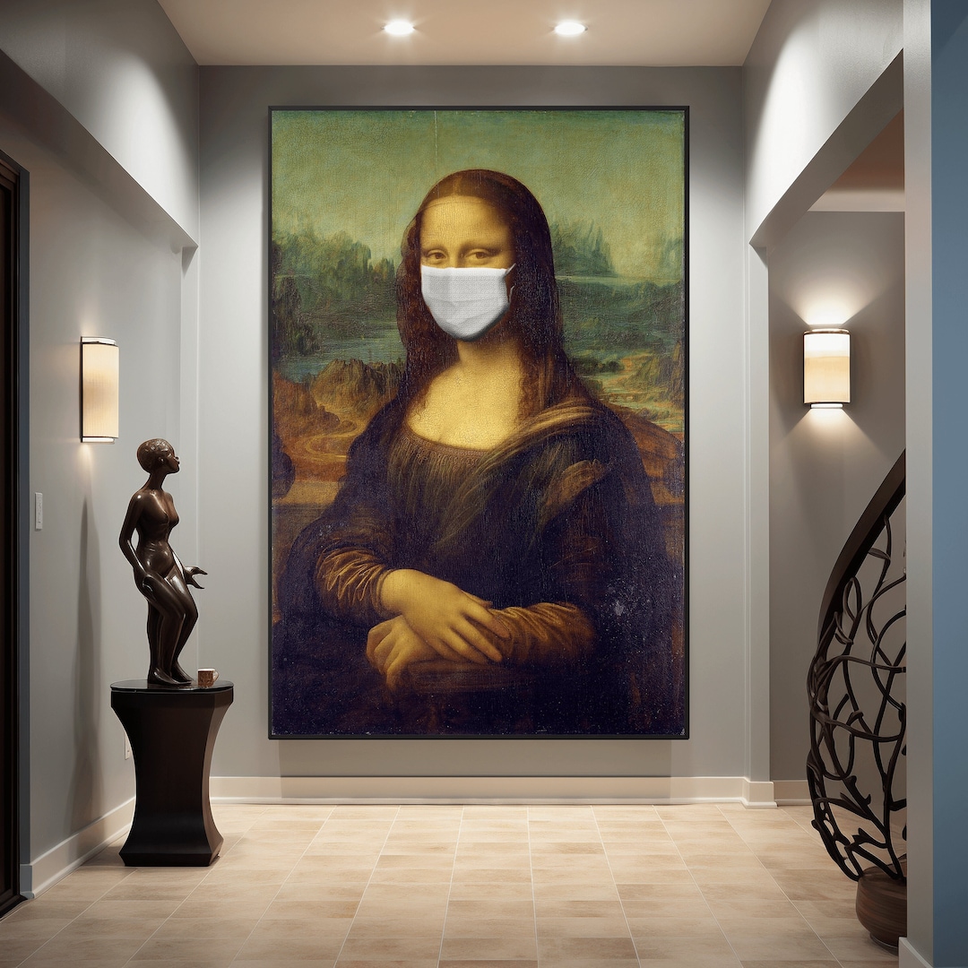 Mona Lisa in A Mask Digital Print, Mona Lisa, Mona Lisa Printable, Mona ...
