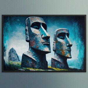Easter Island Moai Statues Framed Poster, Easter Island Statue, Moai ...