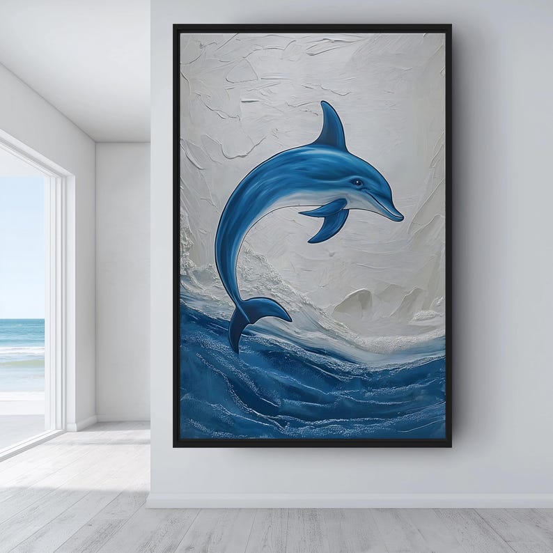 Modern Dolphin Art Print: Ocean Nautical Wall Decor (digital Download ...