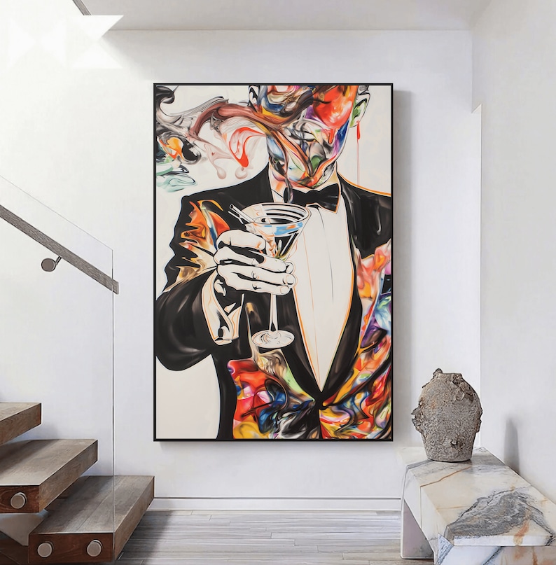 Abstract Cocktail Art Framed Poster: Modern Bar Wall Decor - Etsy