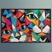 Abstract Cats Wall Art Framed Poster Cat Poster Abstract - Etsy