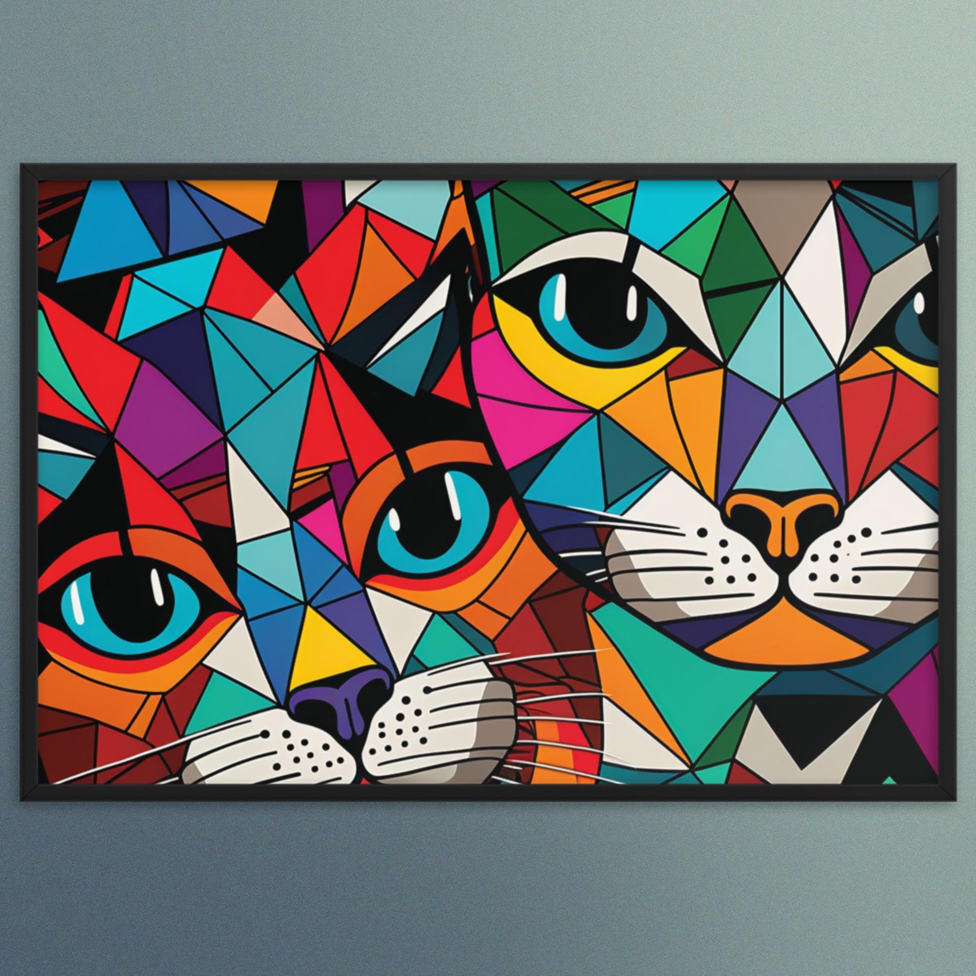 Abstract Cats Wall Art Framed Poster Cat Poster Abstract - Etsy