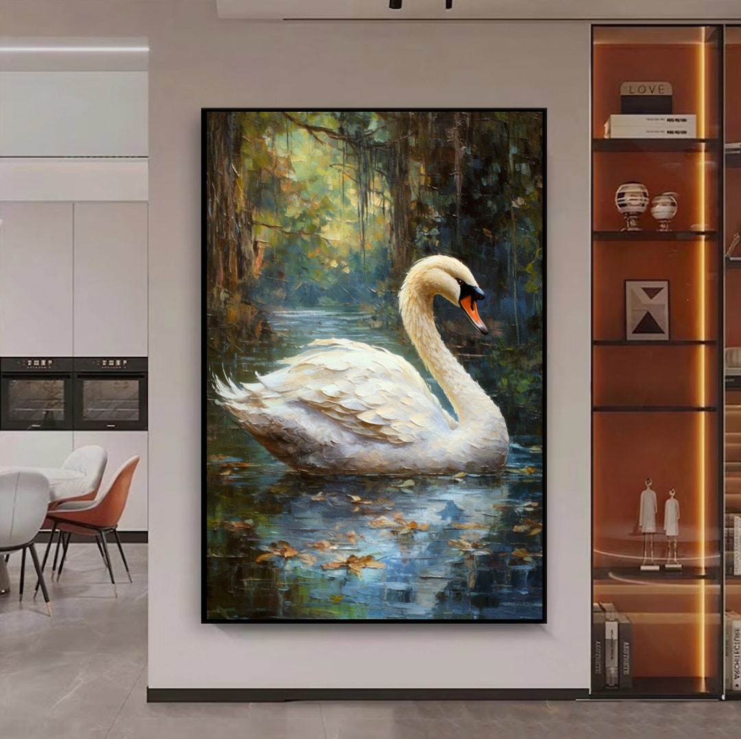 White Swan Digital Print, Swans in A Lake, Swan Print, Swan Lake, Swan ...