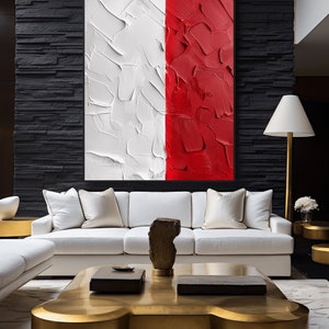 Red and White Abstract Art Canvas: Textured Minimalist Print - Etsy