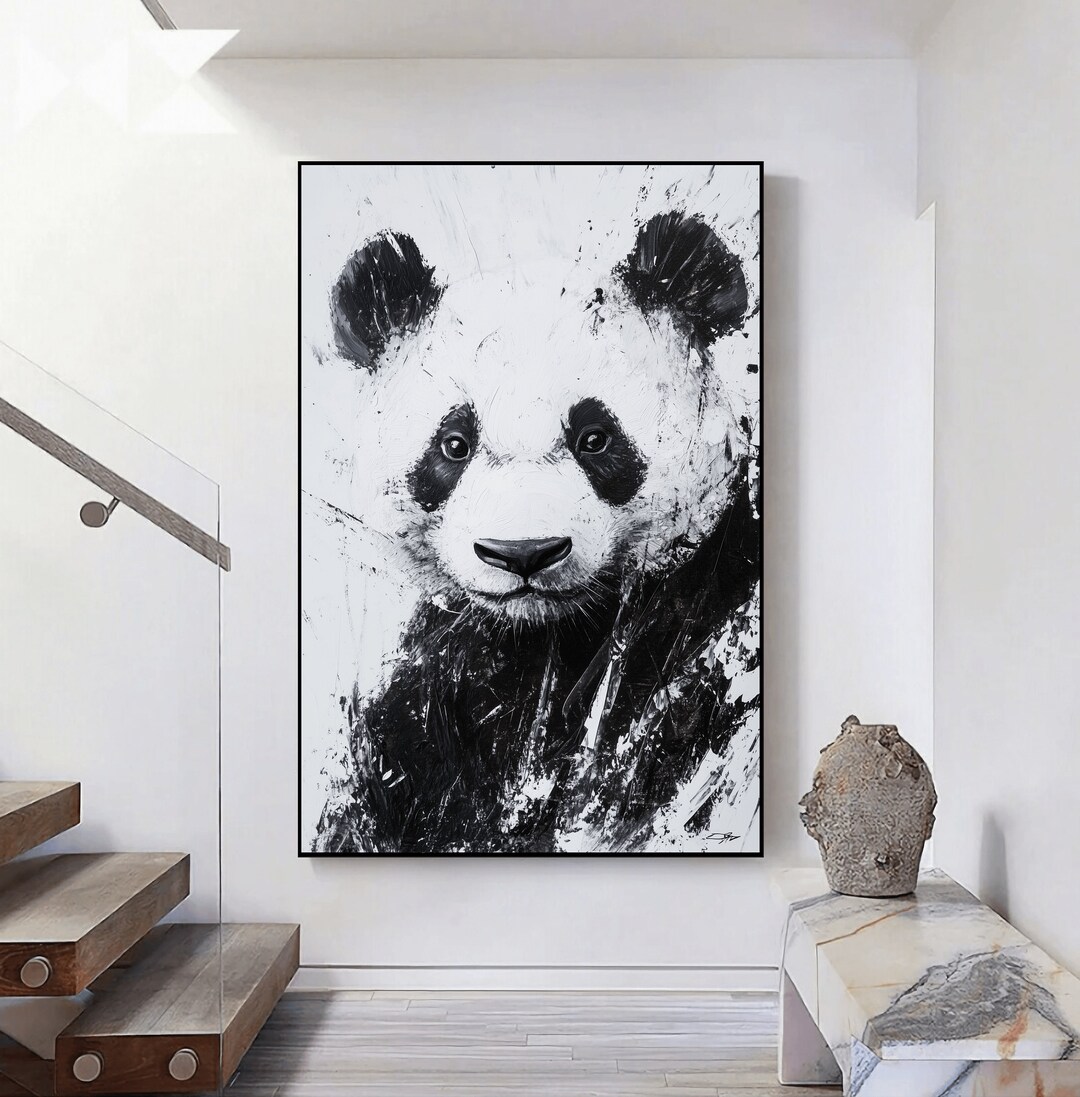 Panda Abstract Art Framed Poster, Panda, Panda Wall Art, Panda Painting ...