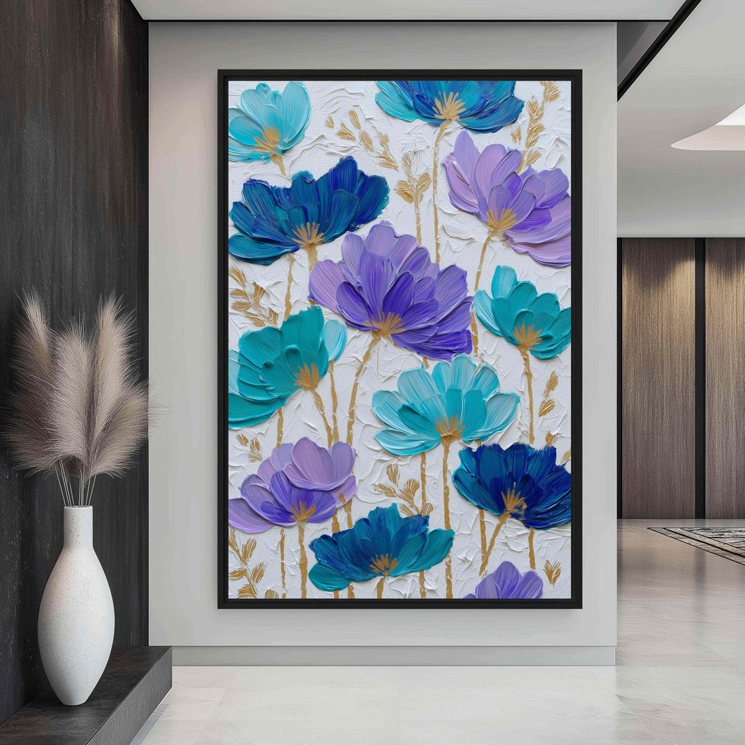 Abstract Floral Framed Canvas – Modern Vibrant Flower Wall Art - Etsy