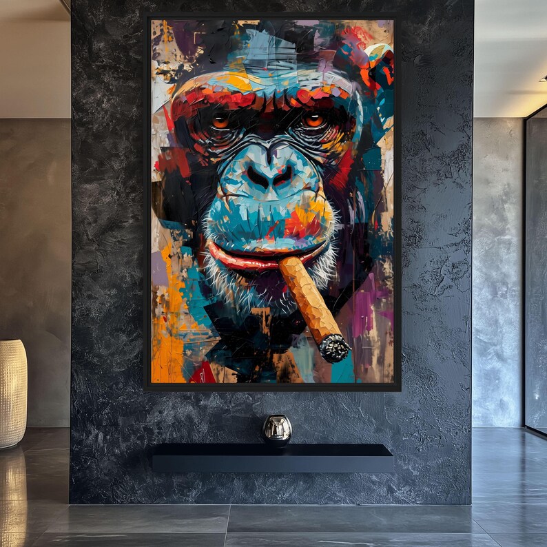 Graffiti Monkey Art Print – Chimpanzee With Cigar (digital Download) - Etsy
