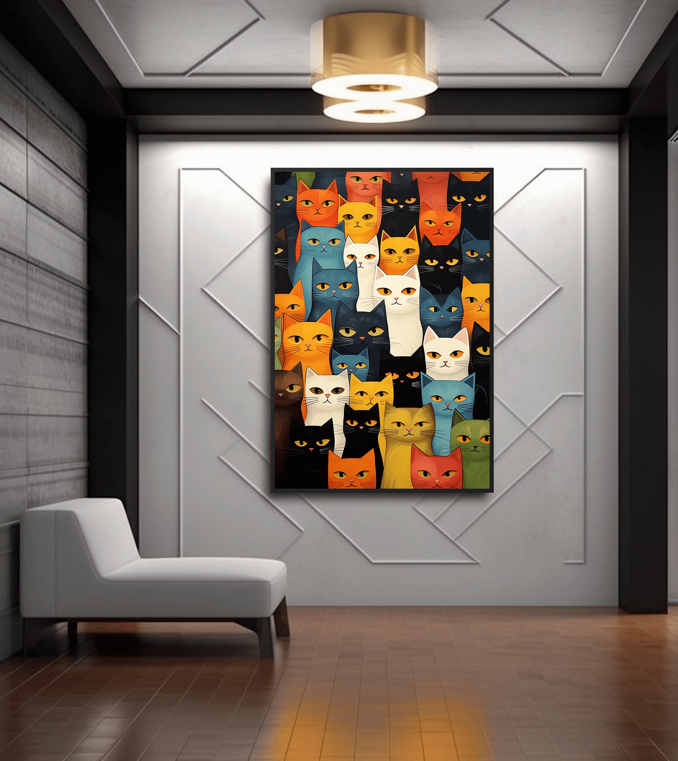 Colorful Cats Abstract Art Print: Modern Cat Lover Decor (digital ...