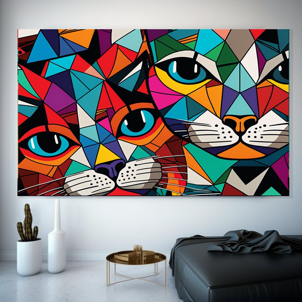 Abstract Cats Wall Art Digital Print, Cat Poster, Cat Art Print ...