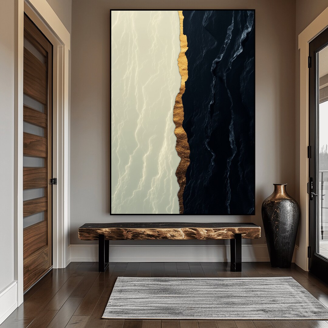 Black White and Gold Marble Framed Poster, Black White Marble, Marble ...