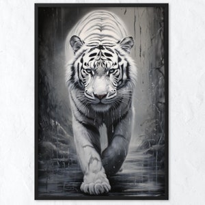 White Tiger Framed Poster, Tiger, Tiger Print, White Tiger, Tiger Wall ...