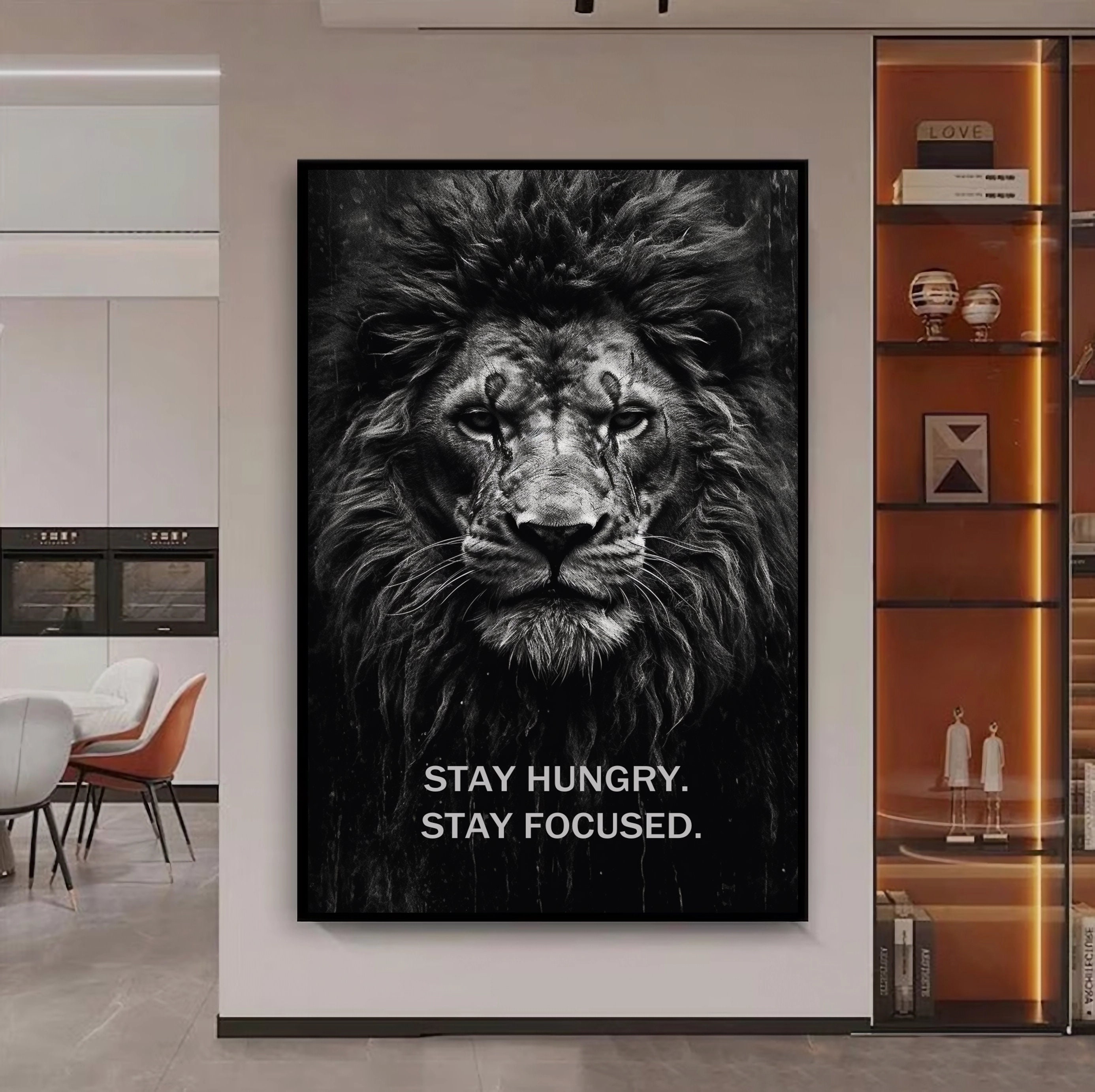 Lion Motivational Framed Poster Lion Lion Wall Art - Etsy