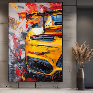 Abstract Sports Car Art Print: Modern Race Car Wall Decor (digital ...