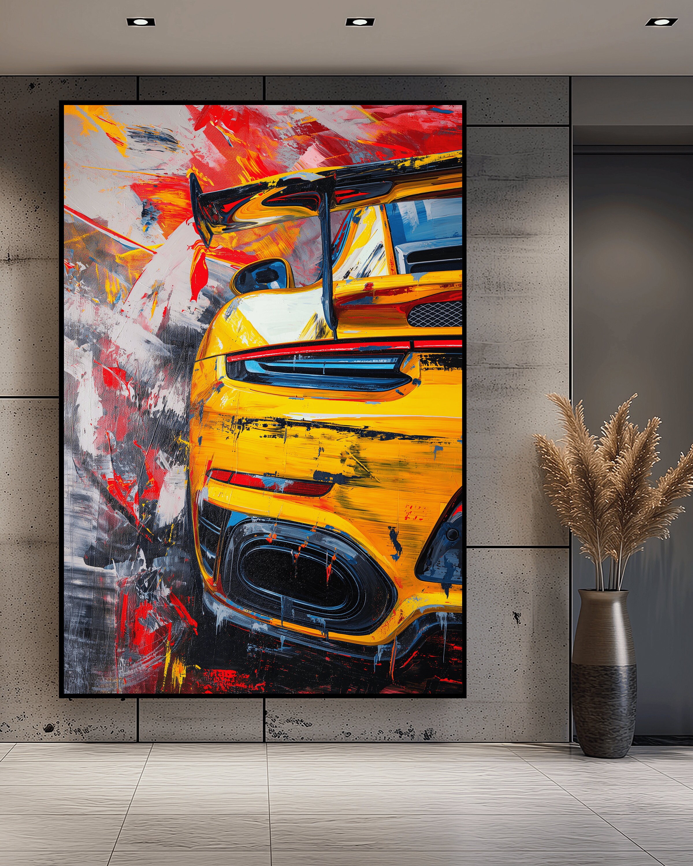 Abstract Sports Car Art Print: Modern Race Car Wall Decor (digital ...