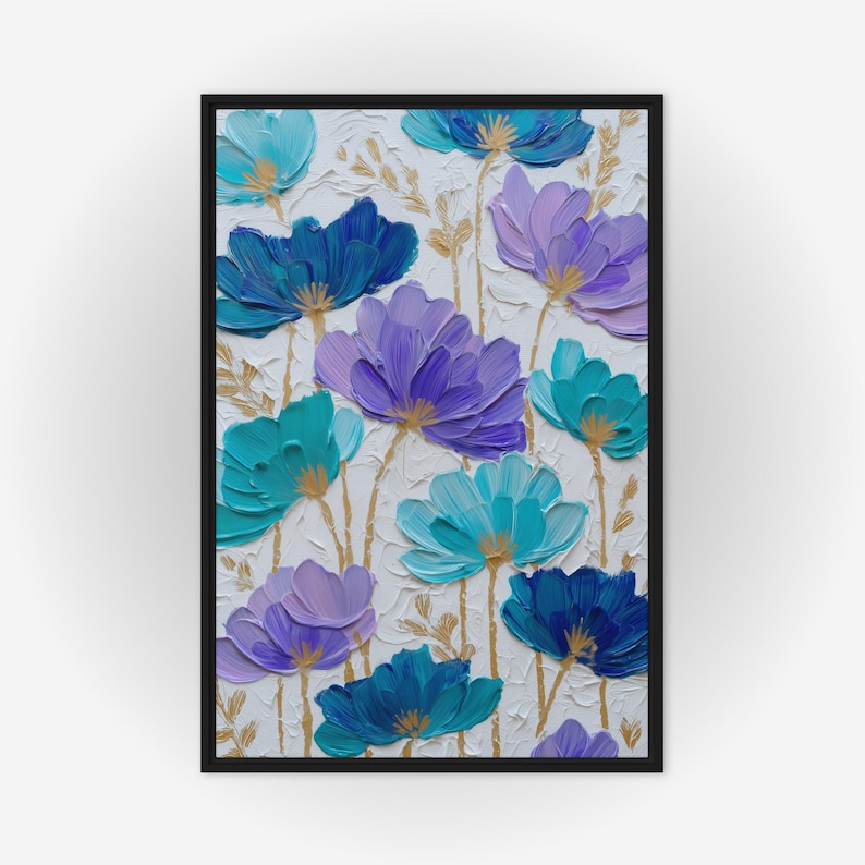 Abstract Floral Framed Canvas – Modern Vibrant Flower Wall Art - Etsy