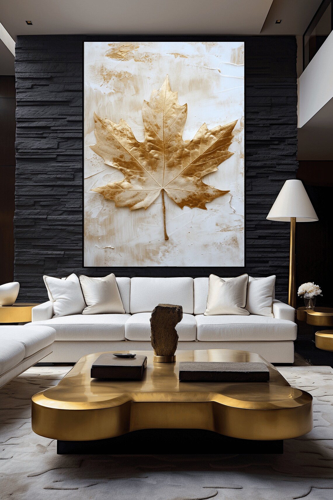 Gold Maple Leaf Modern Art Print: Autumn Farmhouse Decor (digital ...