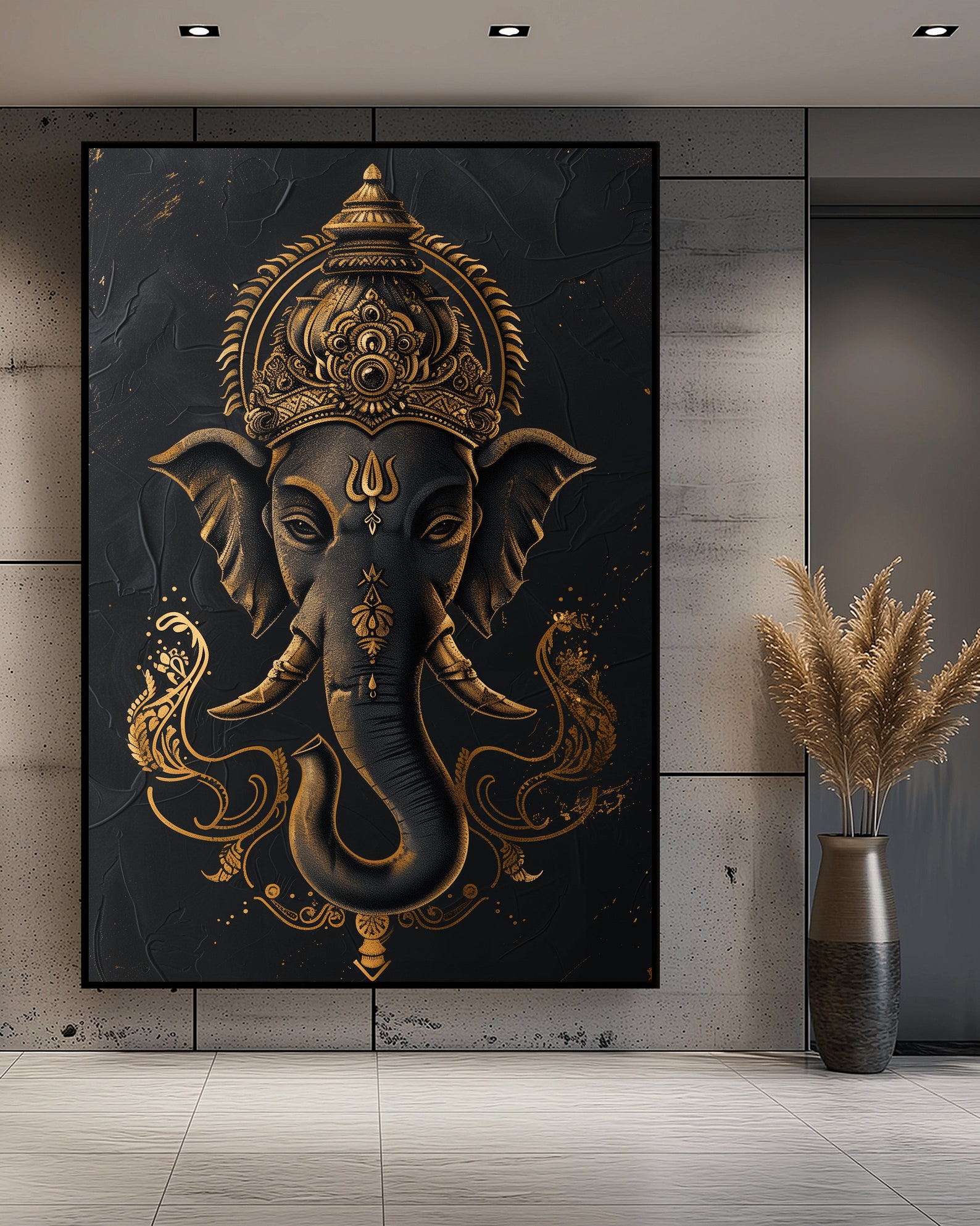 Lord Ganesha Framed Poster, Ganesha Wall Art, Ganesha Painting, Ganesha ...