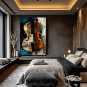 Violin Abstract Wall Art Canvas, Violin Wall Art, Abstract Wall Art ...