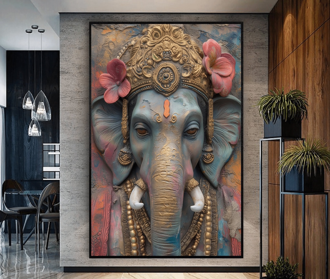 Ganesha Digital Print, Ganesha, Ganesha Wall Art, Ganesha Painting ...