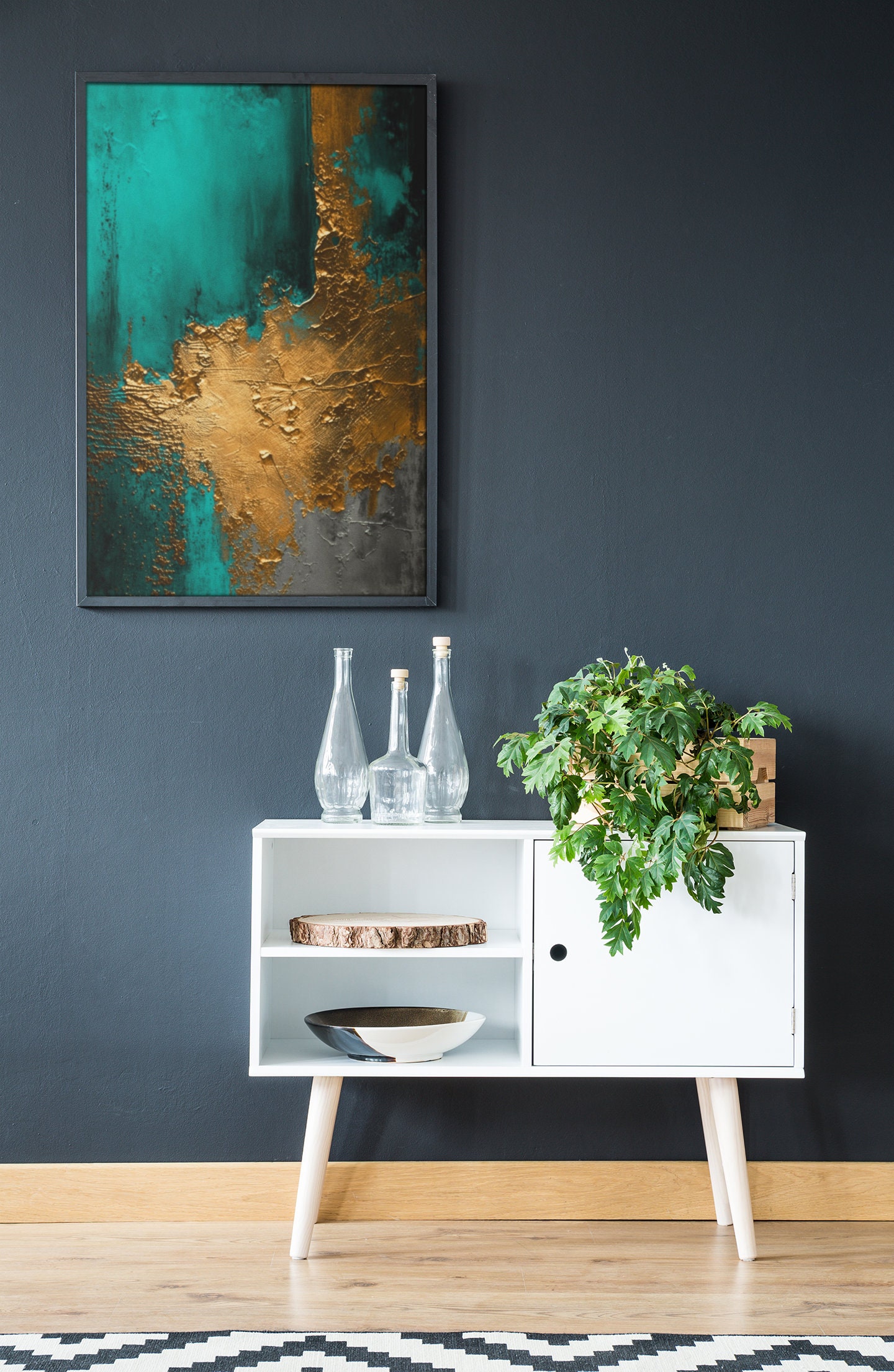 Teal Gold Abstract Digital Print, Teal Abstract Art, Teal Wall Art ...