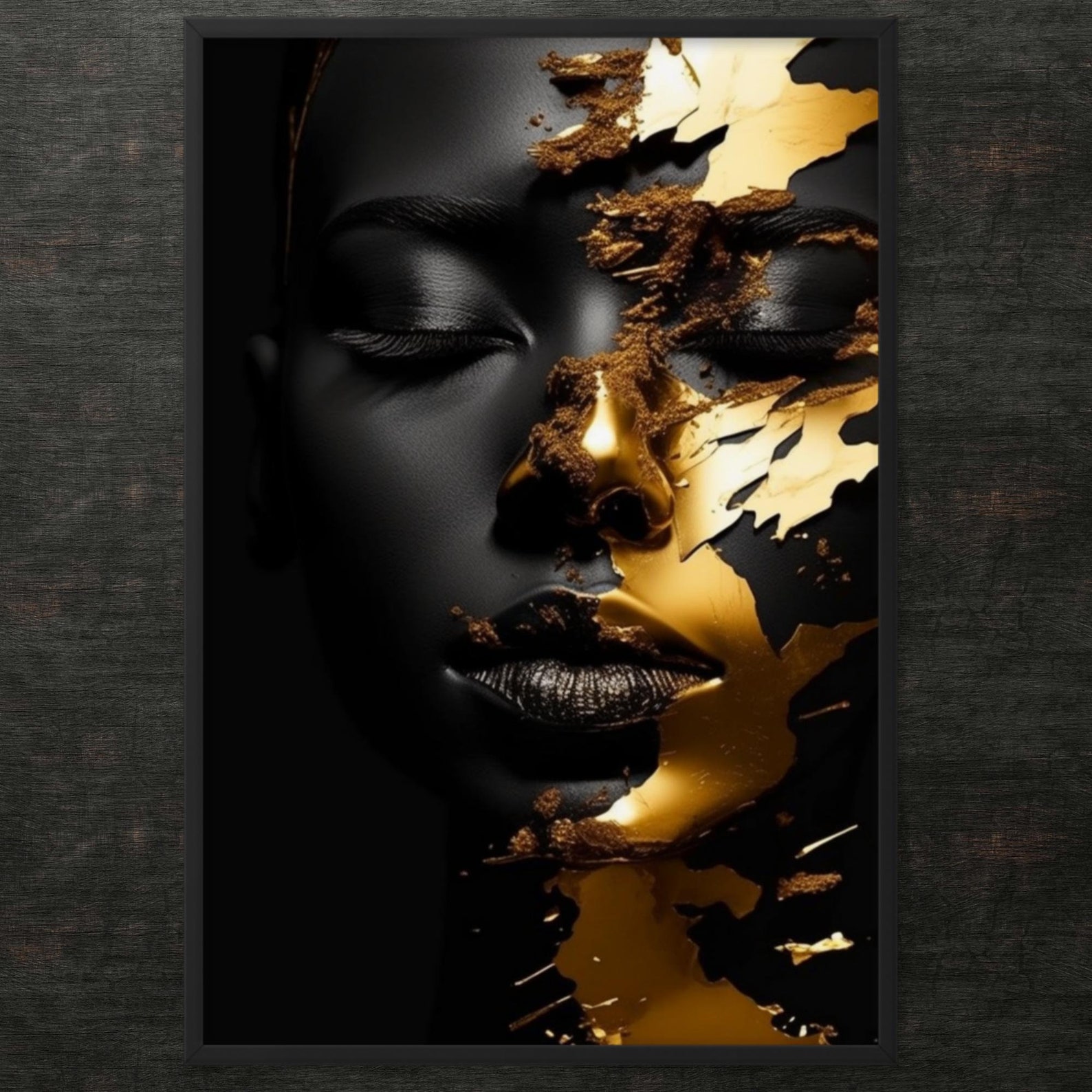 African Woman in Gold Framed Poster African Woman African - Etsy