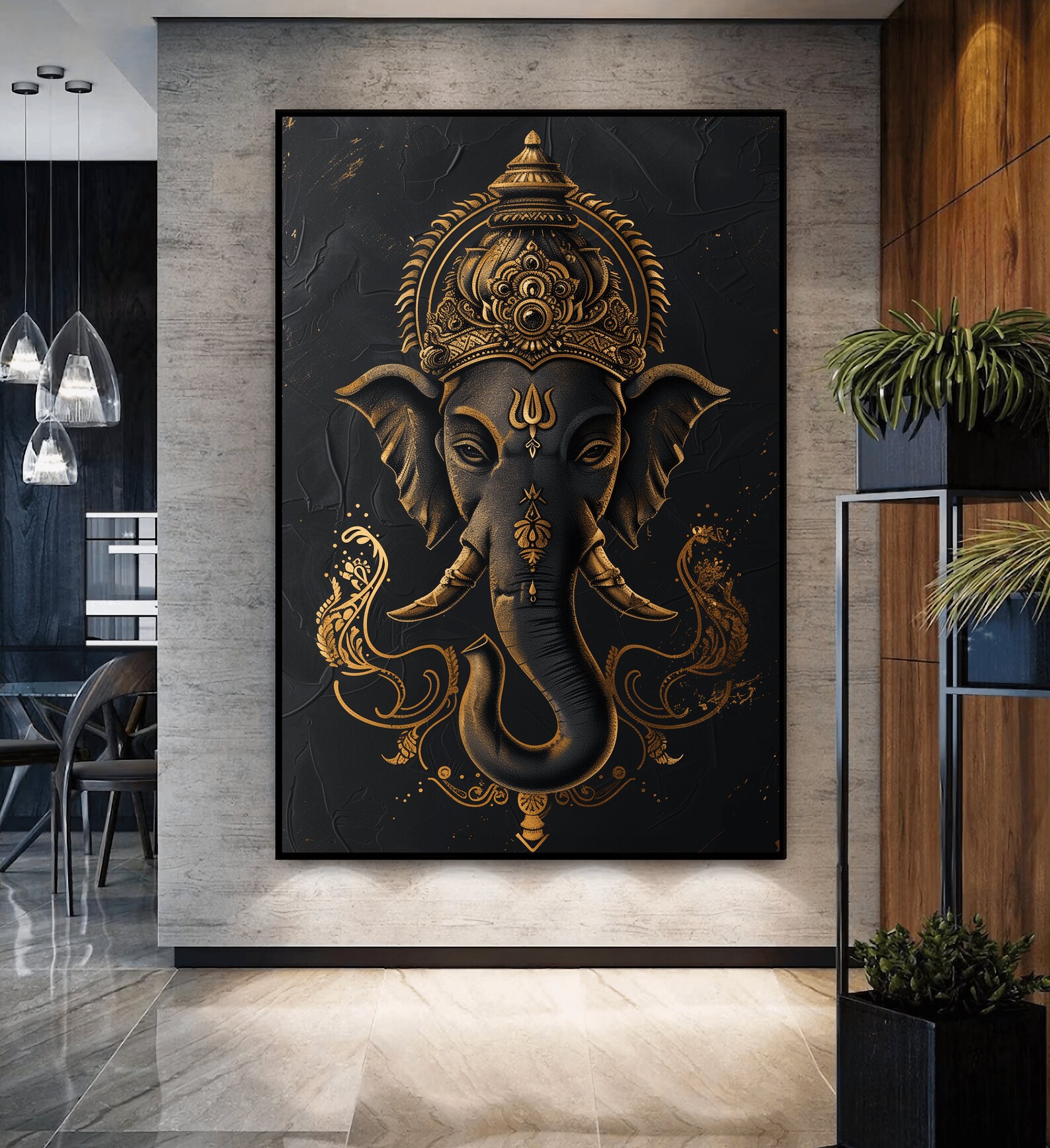 Lord Ganesha Framed Poster, Ganesha Wall Art, Ganesha Painting, Ganesha ...