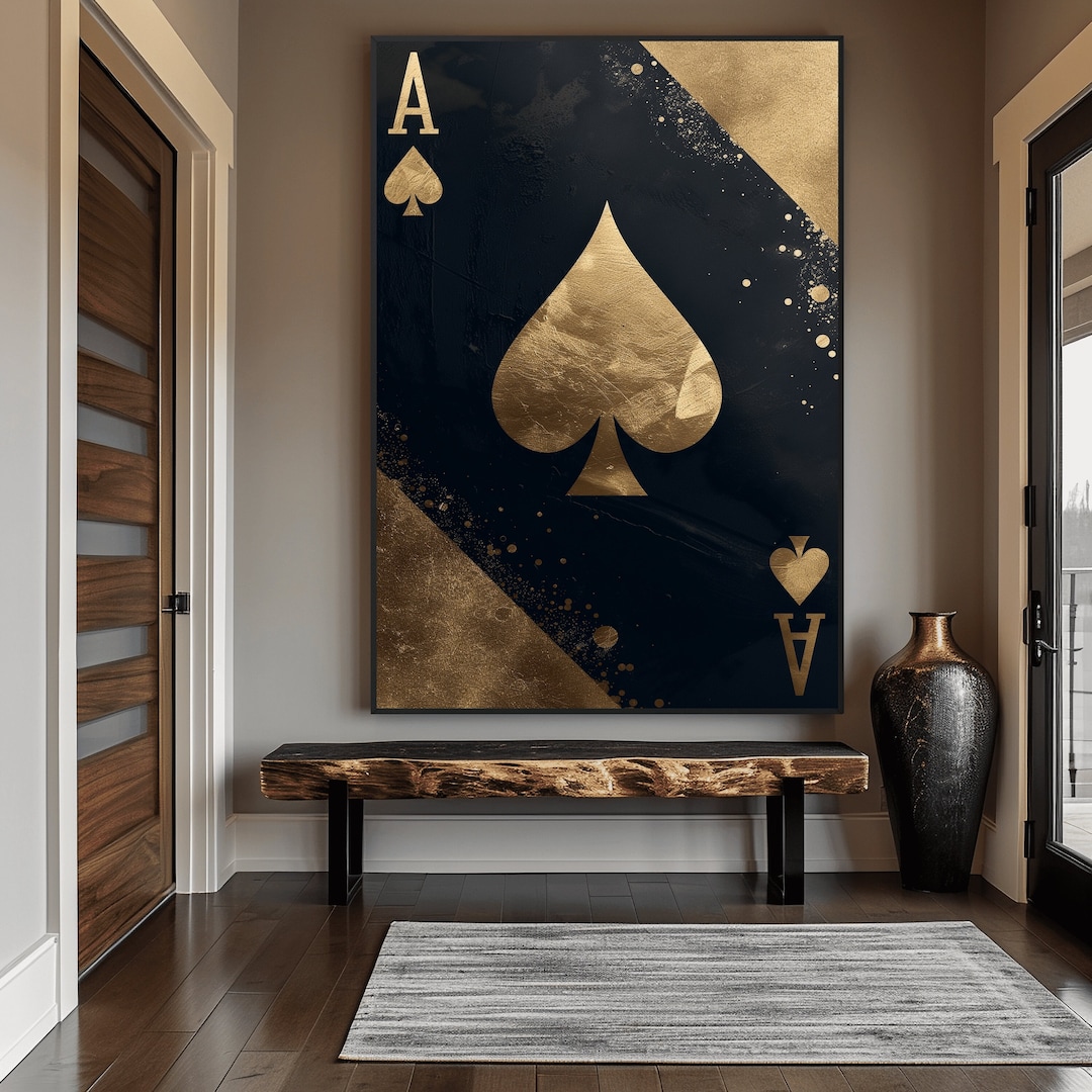 Ace of Spades Digital Print, Black and Gold, Ace of Spades, Playing ...