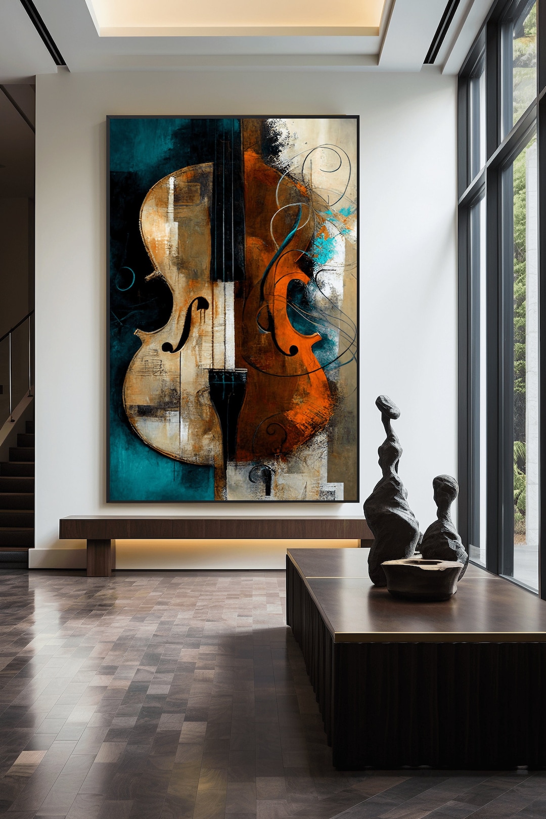 Violin Abstract Wall Art Canvas, Violin Wall Art, Abstract Wall Art ...
