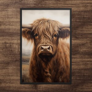 Highland Cow Framed Poster: Farmhouse Wall Art - Etsy