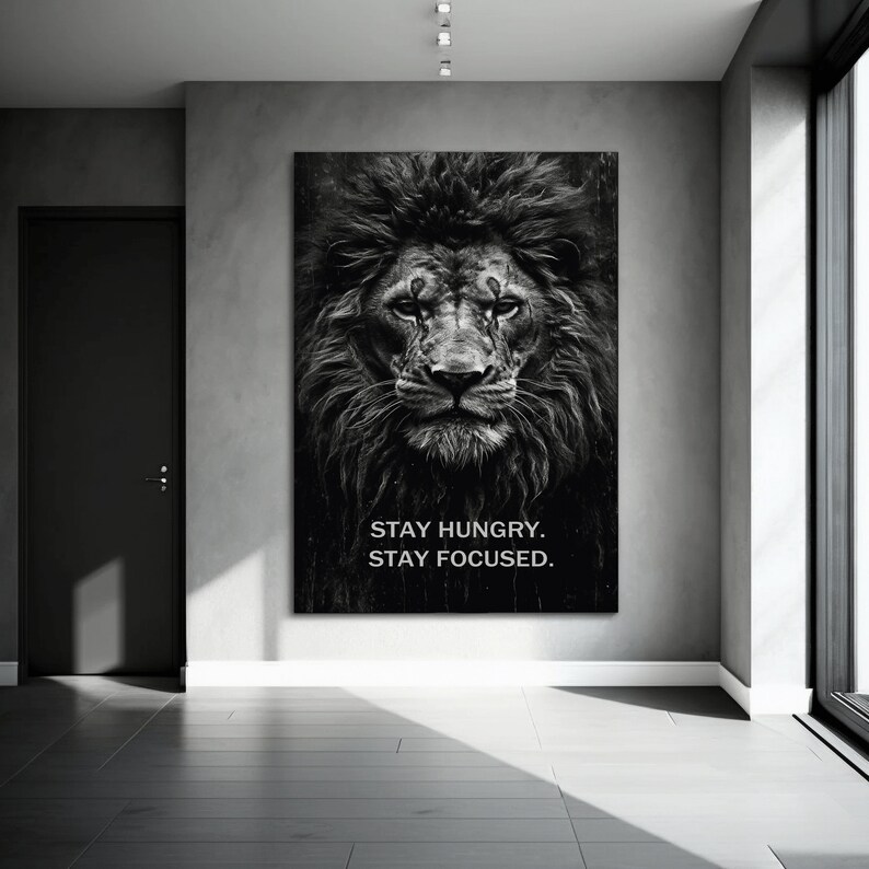 Lion Motivational Framed Poster Lion Lion Wall Art - Etsy