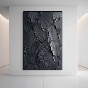 Black Abstract Minimalist Framed Poster, Black Wall Art, Black, Black ...