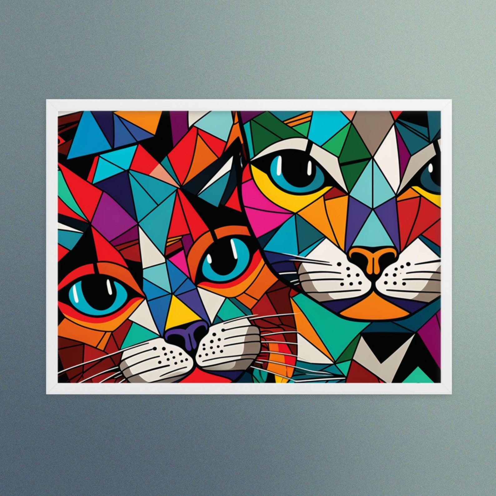 Abstract Cats Wall Art Framed Poster Cat Poster Abstract - Etsy