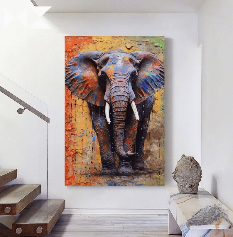 Elephant Abstract Art Framed Poster Elephant Elephant Art - Etsy