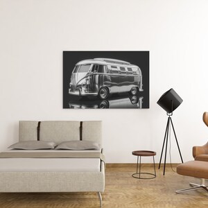 Retro Van Framed Poster, Retro Van Print, Retro Van, Black and White ...