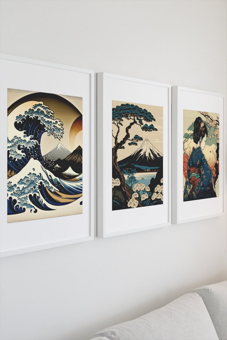Japanese Digital Prints Set of 3 Japanese Wall Art Japanese - Etsy