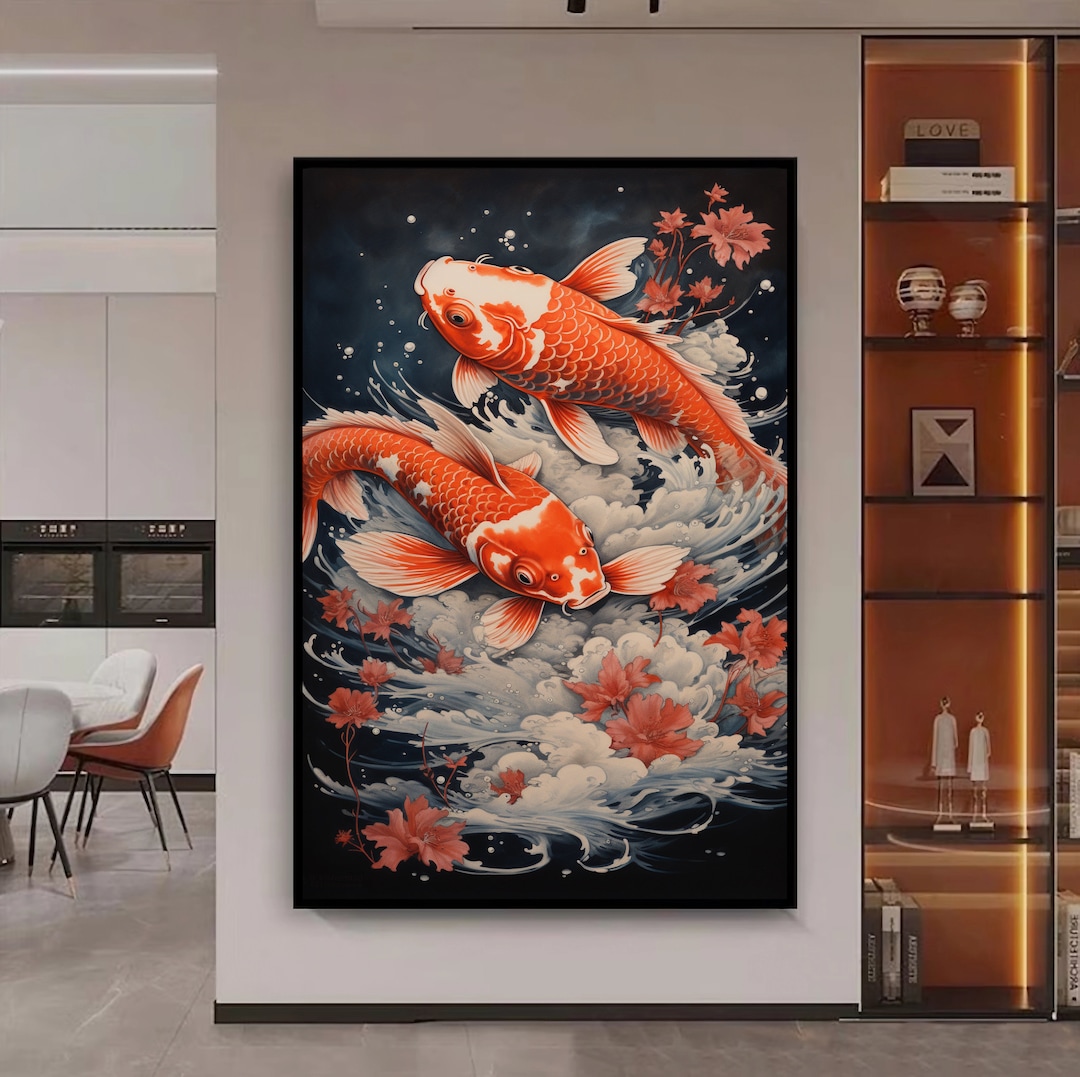 Koi Fish Digital Print Koi Fish Japanese Art Koi Fish - Etsy