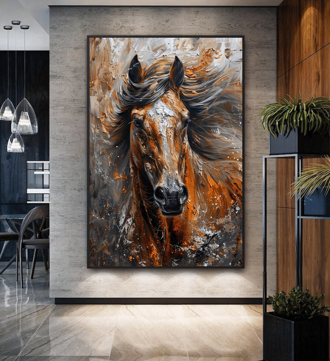 Horse Abstract Art Framed Poster, Horse Painting, Horse Wall Art ...