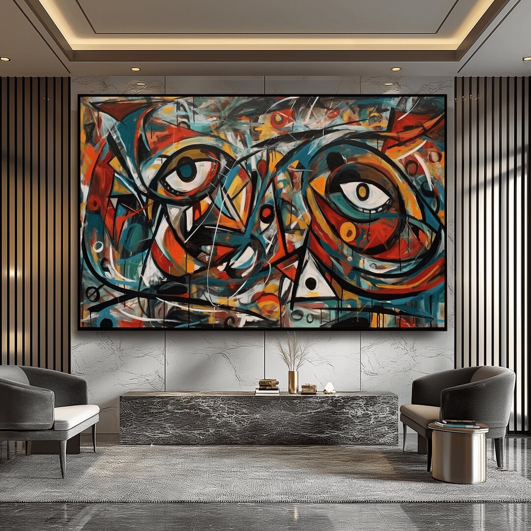 Picasso Style Abstract Framed Poster: Colorful Wall Art - Etsy
