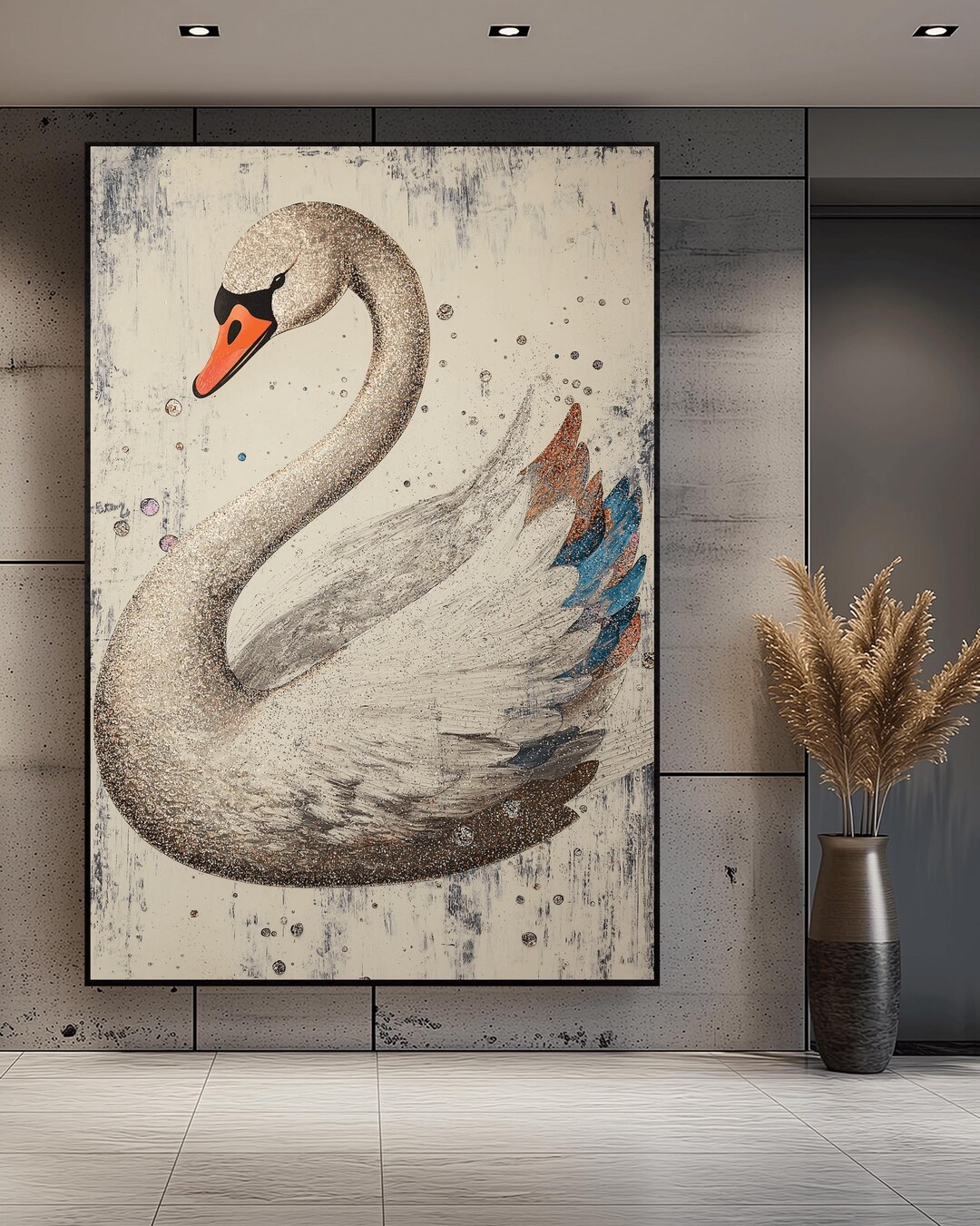Swan Abstract Art Digital Print, Swan Painting, Swan Print, Swan Art ...