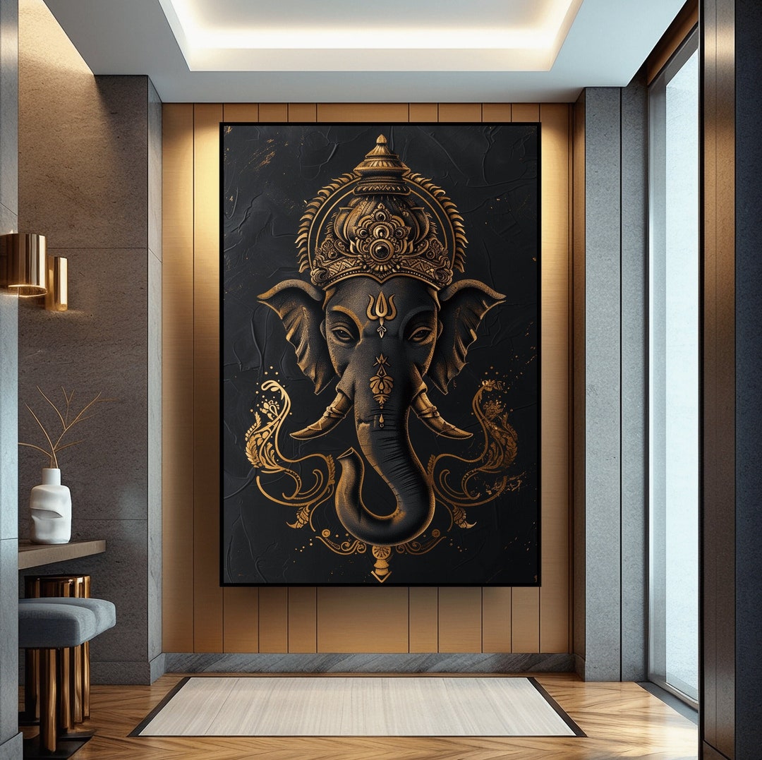 Lord Ganesha Digital Print, Ganesha Wall Art, Ganesha Painting, Ganesha ...