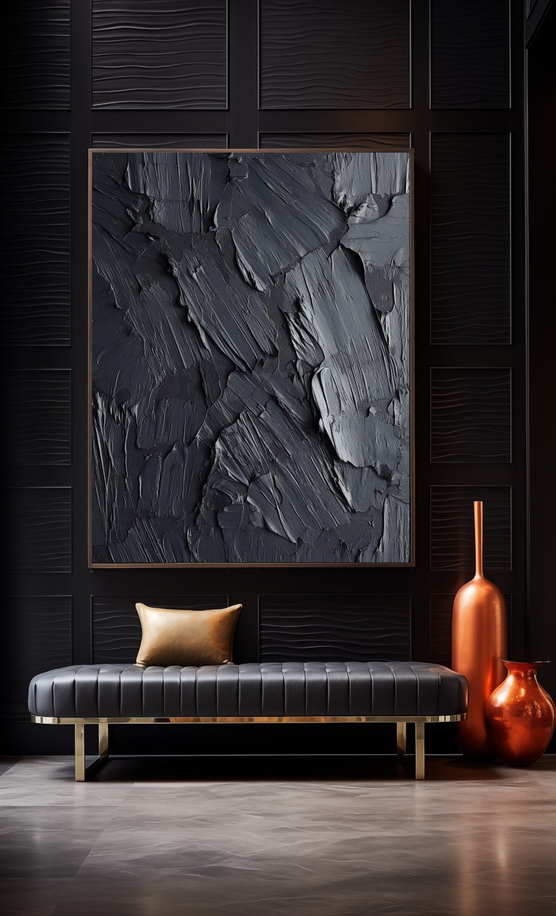 Black Abstract Minimalist Framed Poster Black Wall Art - Etsy